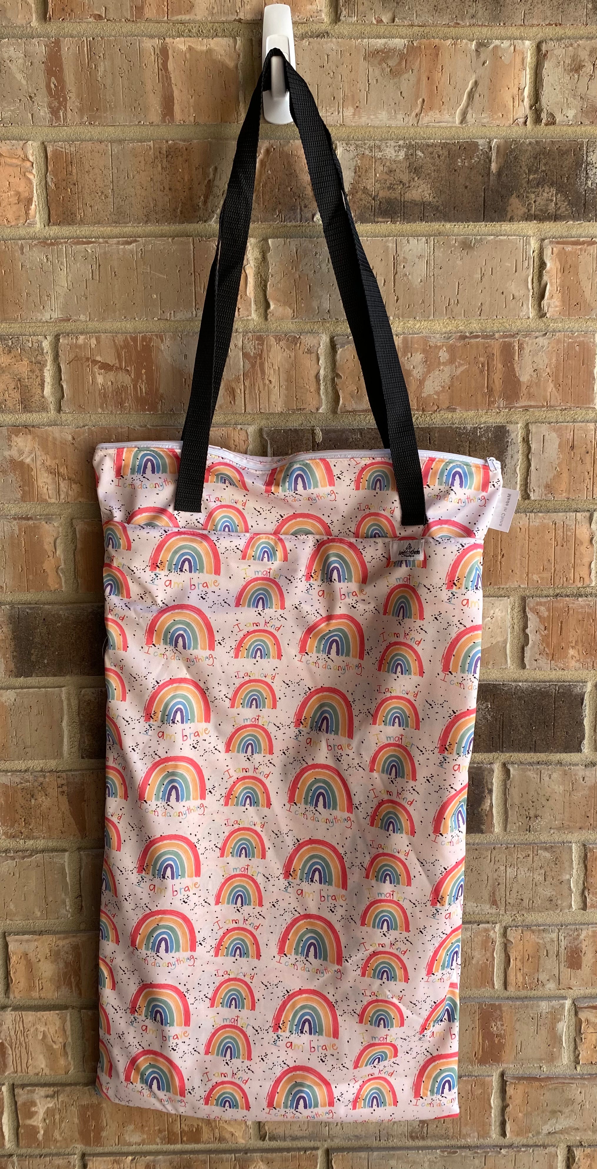 Large Hanging Wet Bag "Rainbow Affirmations" – Sweet Cheeks Diaper